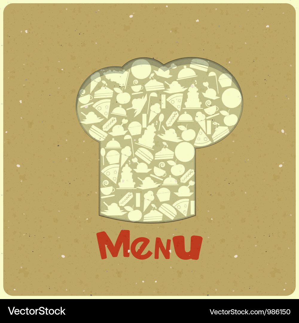 Vintage menu card designs with chefs hat Vector Image