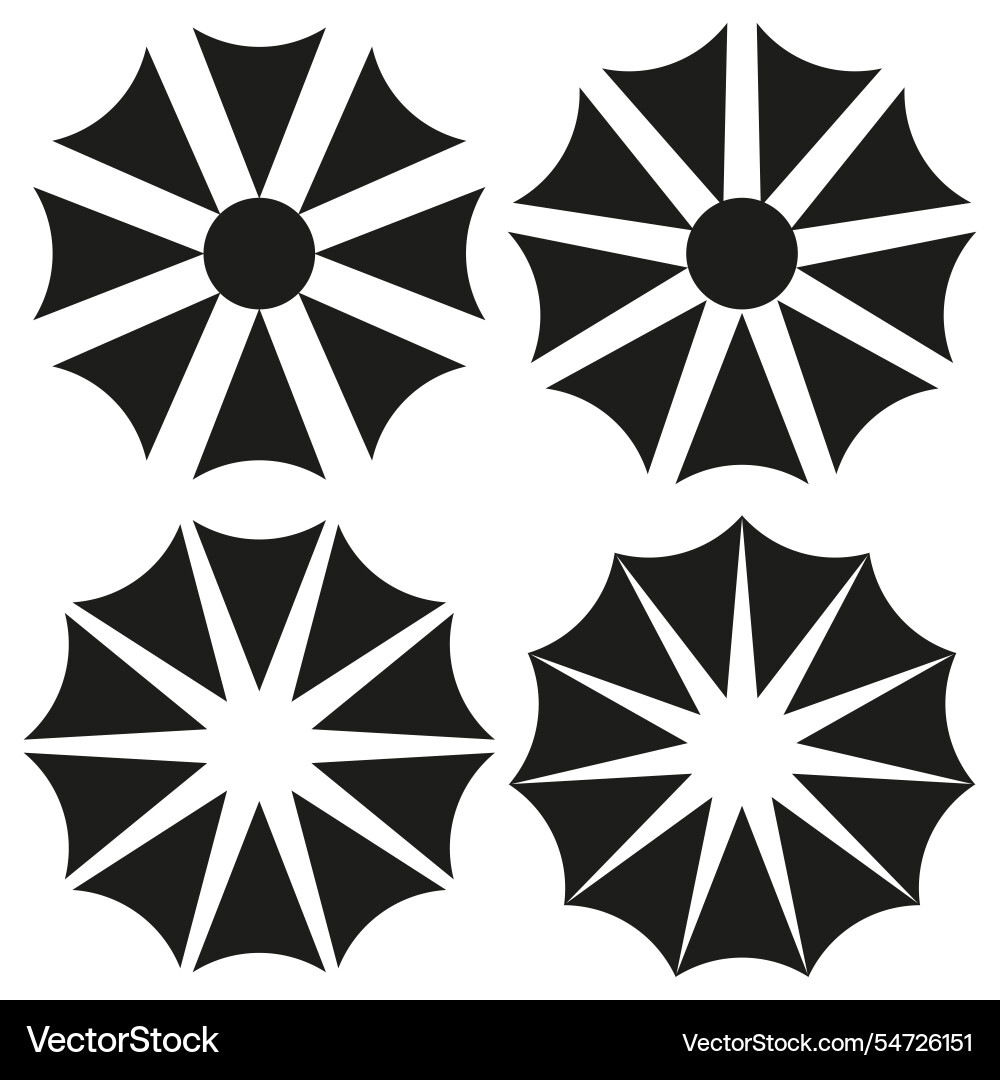 Abstract radial shapes geometric patterns black Vector Image