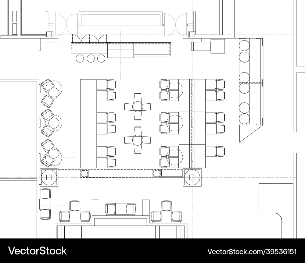 Architectural design small cafe top view plan Vector Image