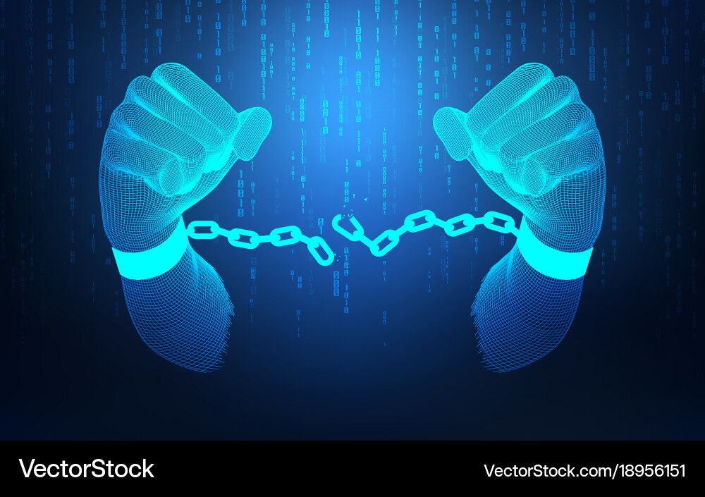 Breaking Chains - Futuristic Hands Royalty Free Vector Image