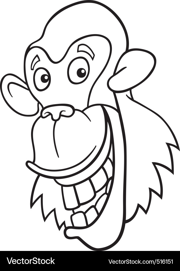 Chimpanzee for coloring book Royalty Free Vector Image