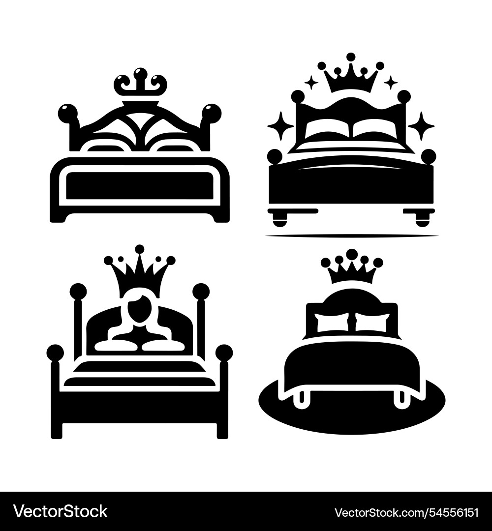 Professional queen bed silhouette graphics for Vector Image