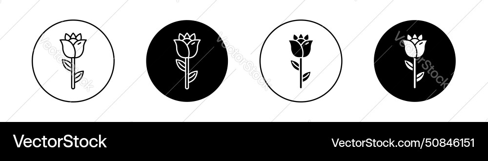 Rose icon set flower bloom petal symbol Royalty Free Vector