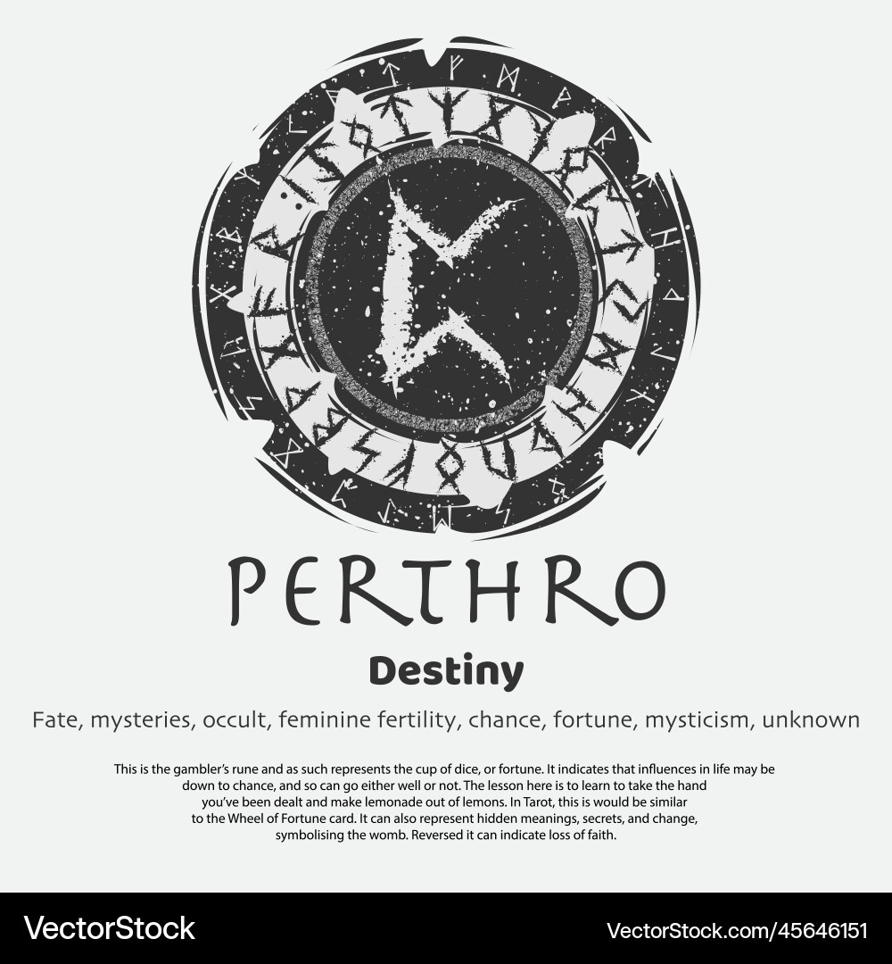 Viking perthro rune dark circle shield Royalty Free Vector