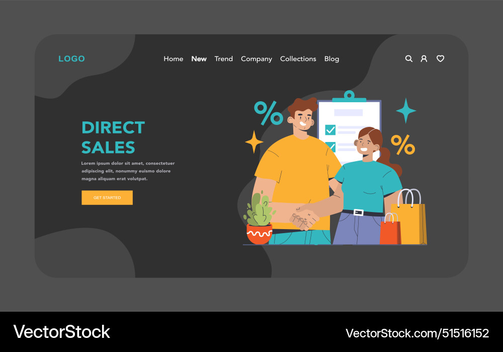 Direct sales dynamic flat Royalty Free Vector Image