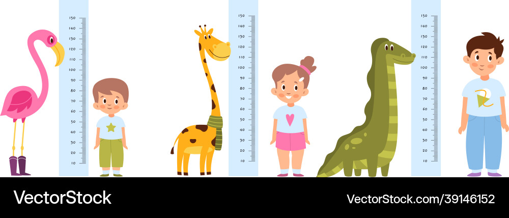Kid measure height different growth and ages Vector Image