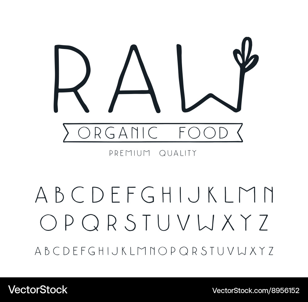 Minimalist Vegan Label Font Royalty Free Vector Image