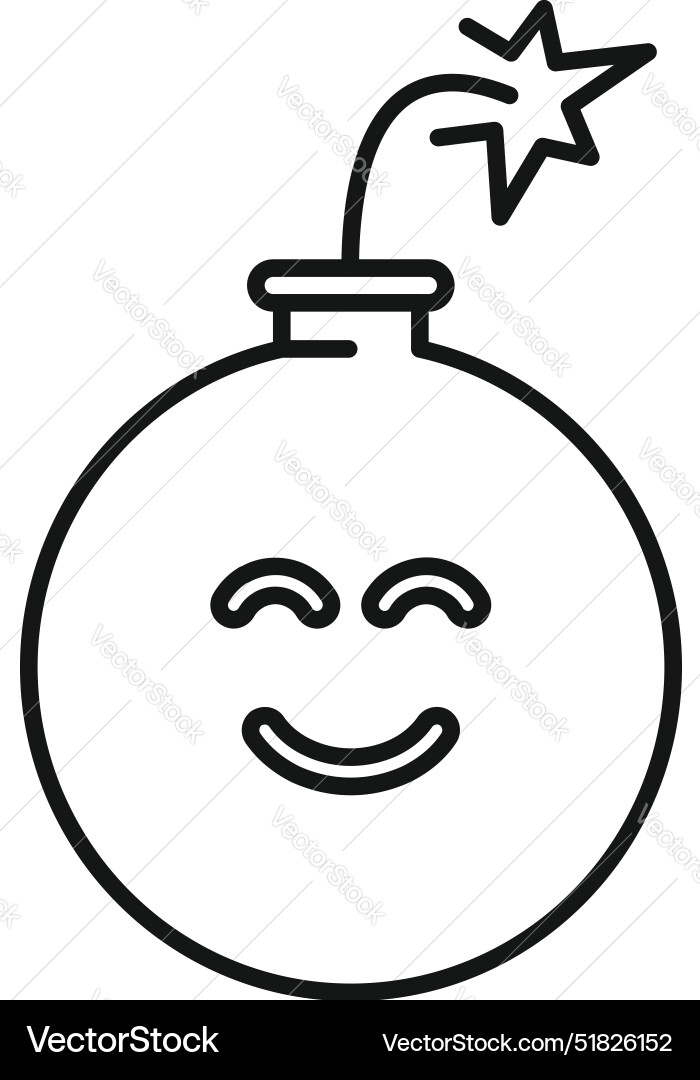 Round bomb character smiling with closed eyes Vector Image