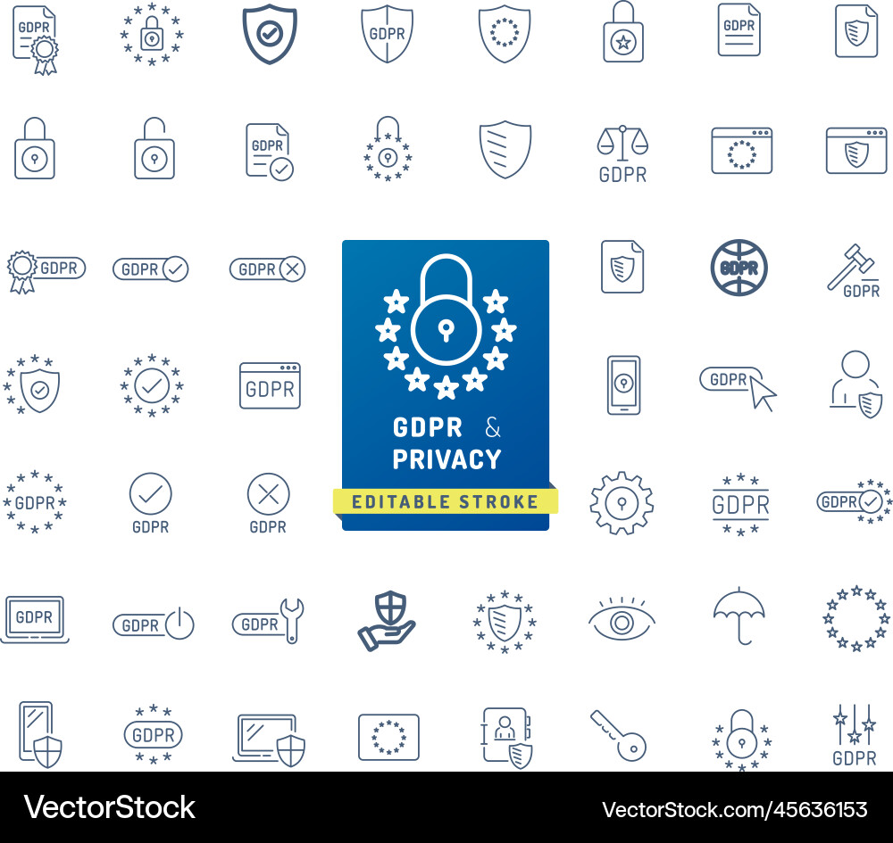 50 gdpr and privacy icons - editable stroke Vector Image