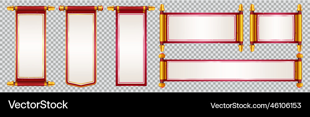 Chinese paper scroll dialogue frame set Royalty Free Vector