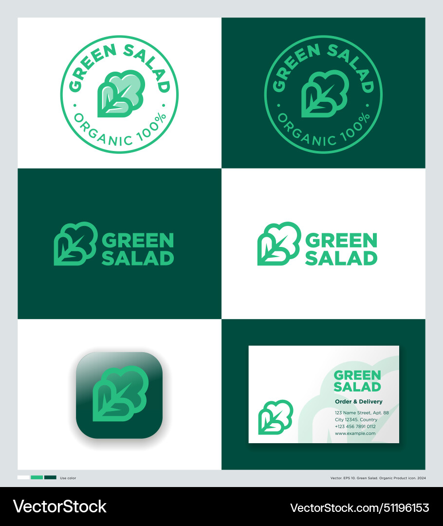 Green salad logo letters leaf icon identity Vector Image