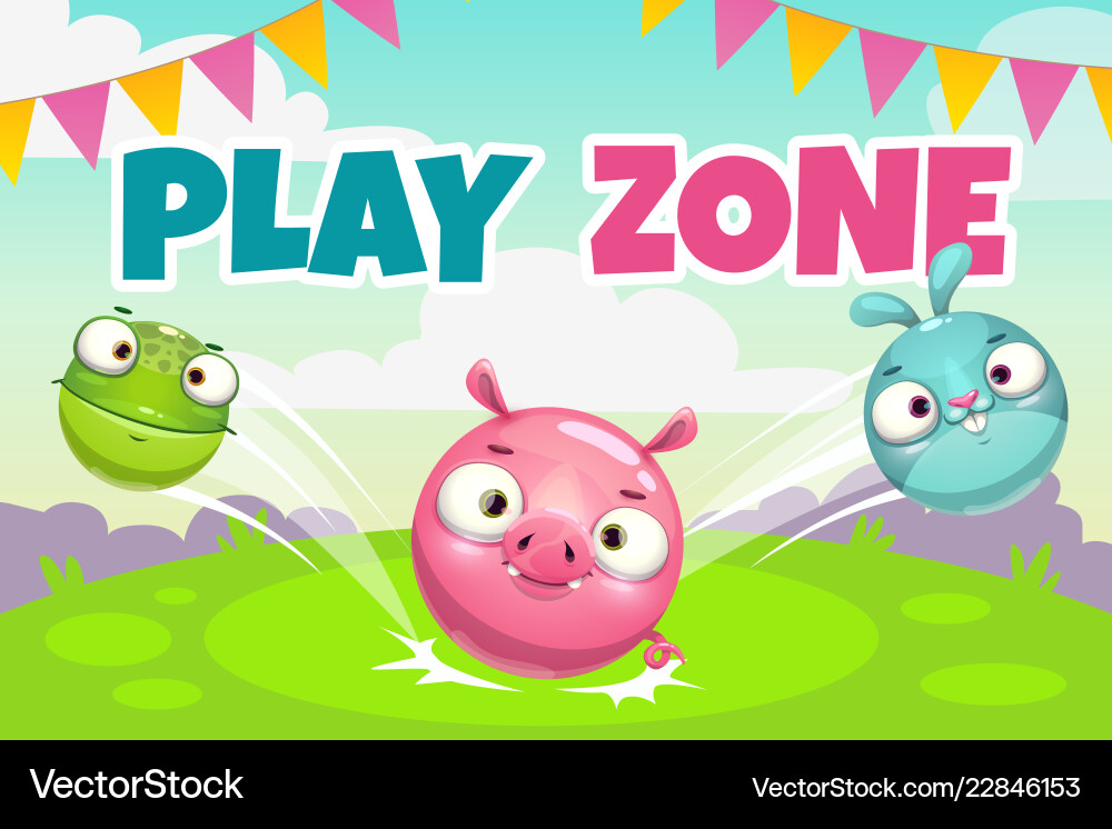 Kids zone banner concept play Royalty Free Vector Image