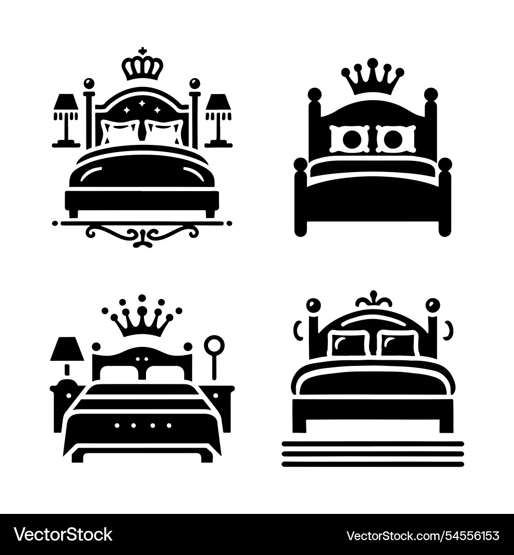 Professional queen bed silhouette graphics for Vector Image