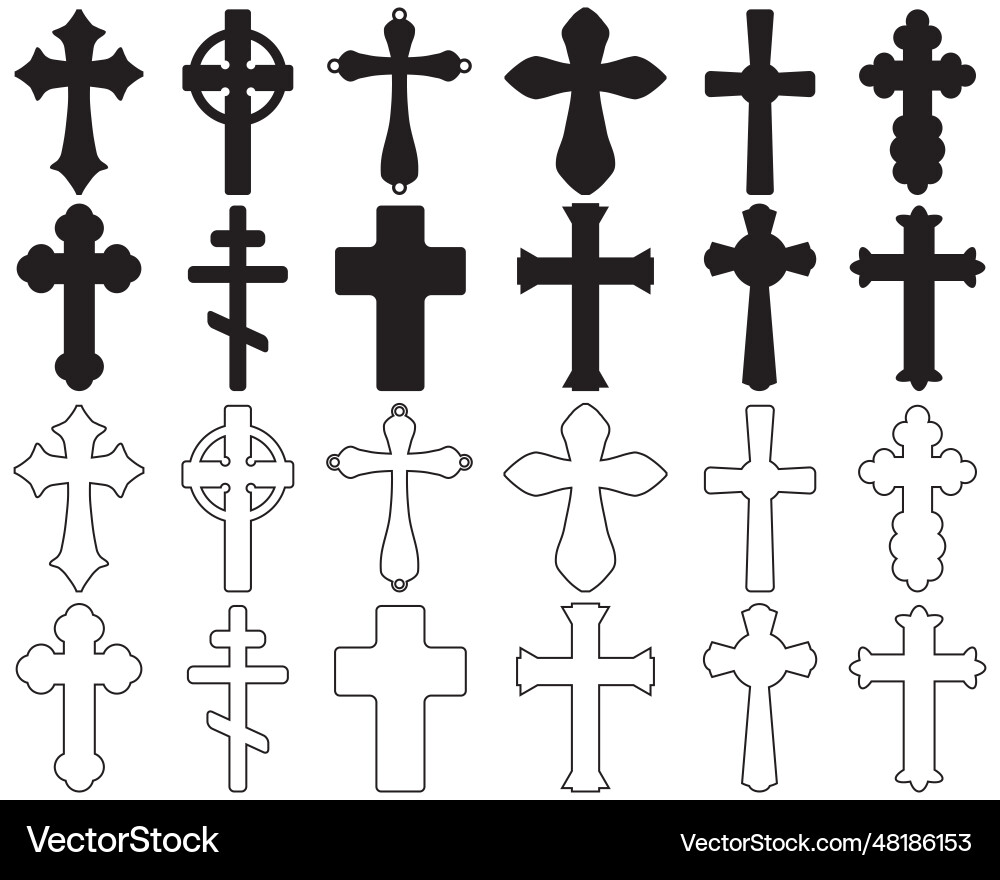 Silhouettes of different crosses Royalty Free Vector Image