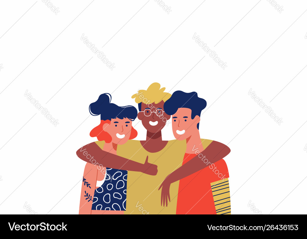 Three Hugging Friends Vector Images (over 160)