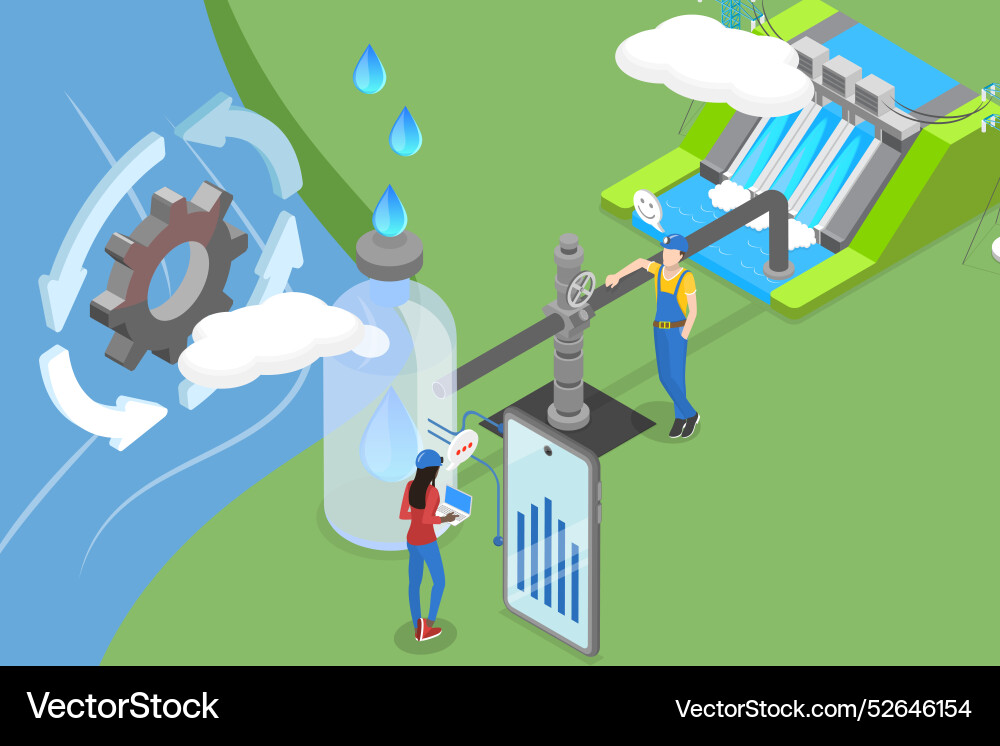 3d isometric flat of water Royalty Free Vector Image