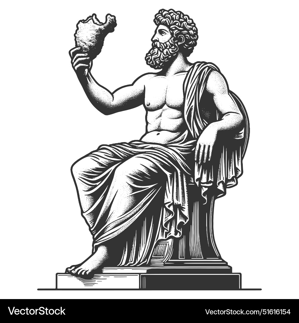 Classical greek statue holding drumstick sketch Vector Image