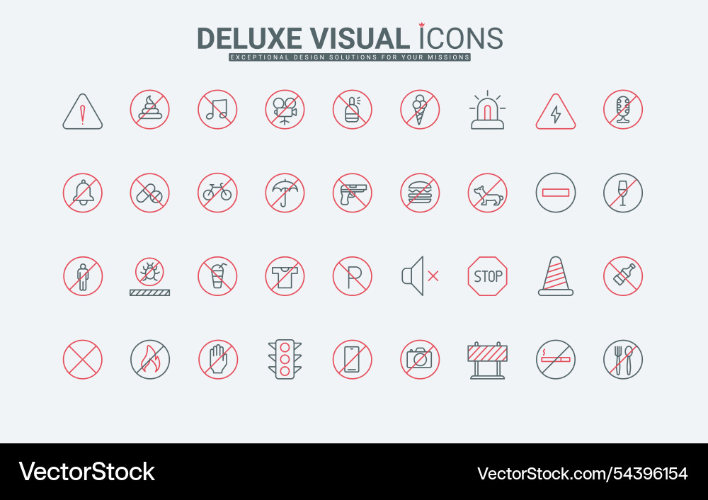 Forbidden signs prohibited acts in area use Vector Image