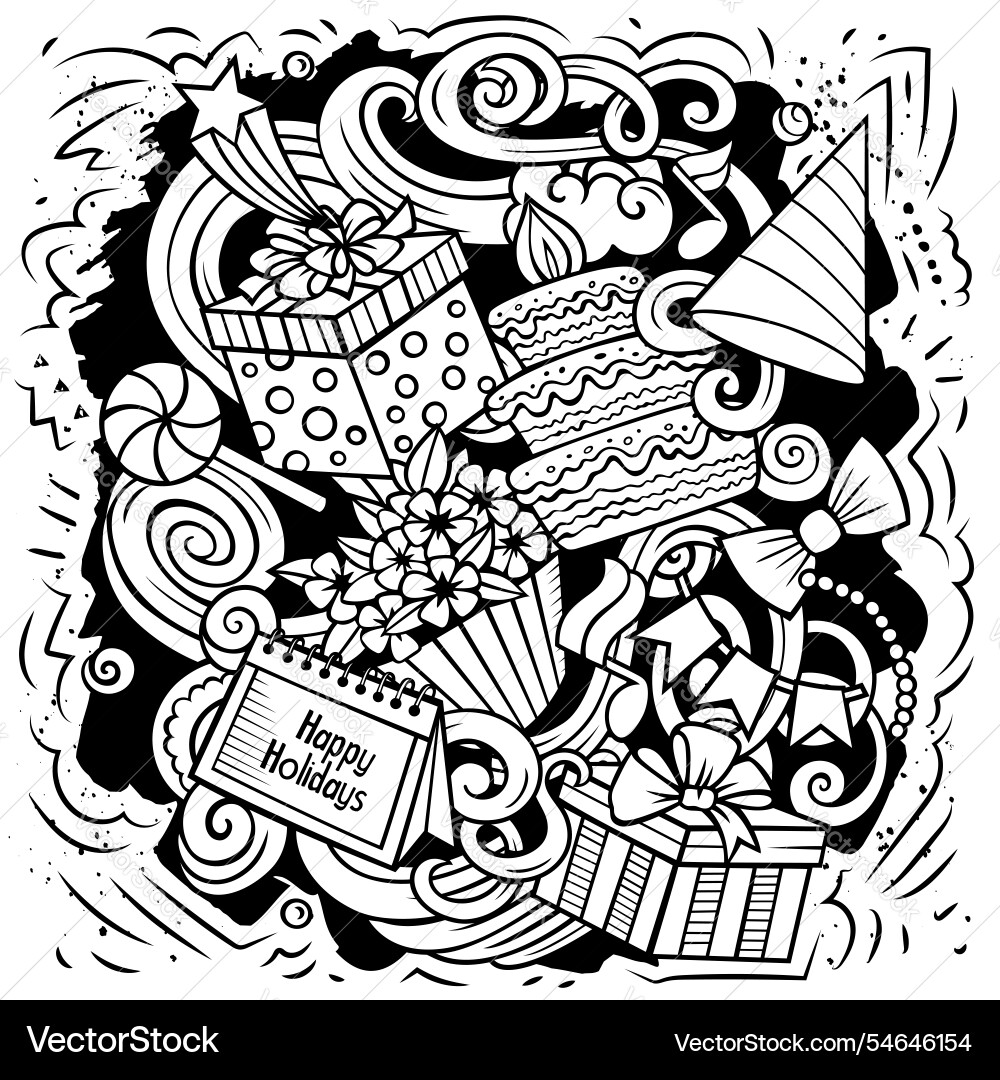 Happy birthday doodles Royalty Free Vector Image