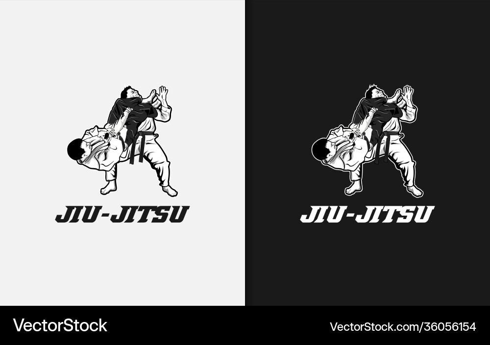 Jiu-jitsu logo two people in a fighting pose Vector Image
