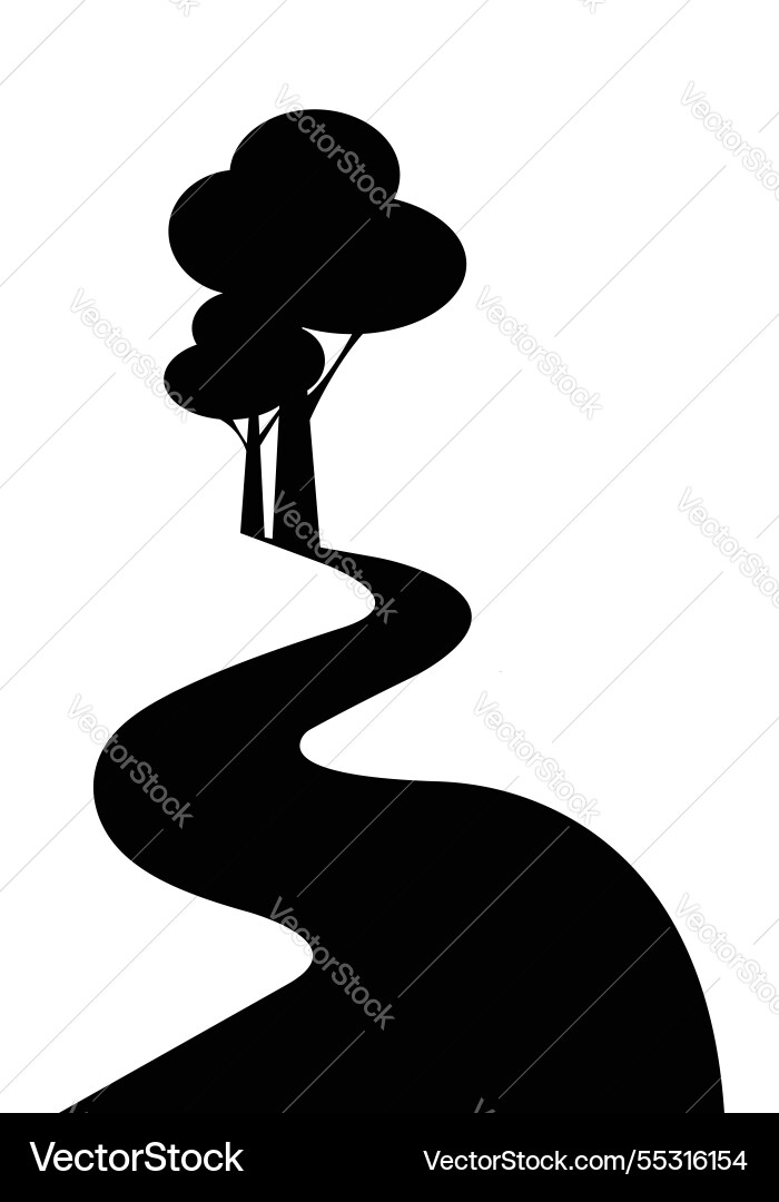 Road and trees logo design winding icon Royalty Free Vector