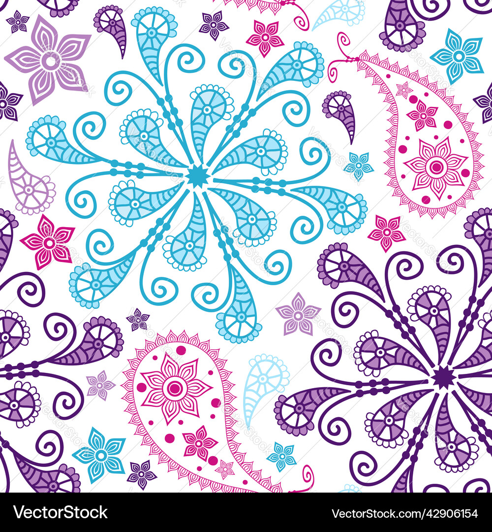 Seamless colorful pattern with snowflakes paisley – Royalty-Free Vector ...
