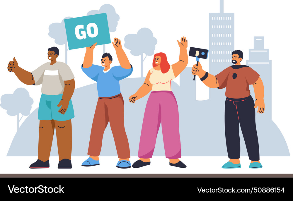 Spectators cheering marathon runners Royalty Free Vector