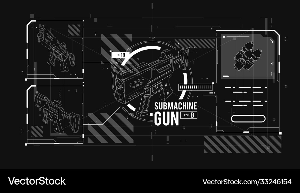 Submachine Gun HUD Interface – Royalty-Free Vector | VectorStock