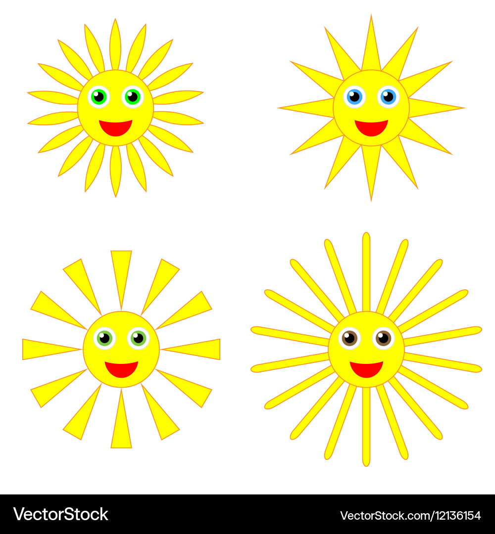 Sun smiles collection Royalty Free Vector Image
