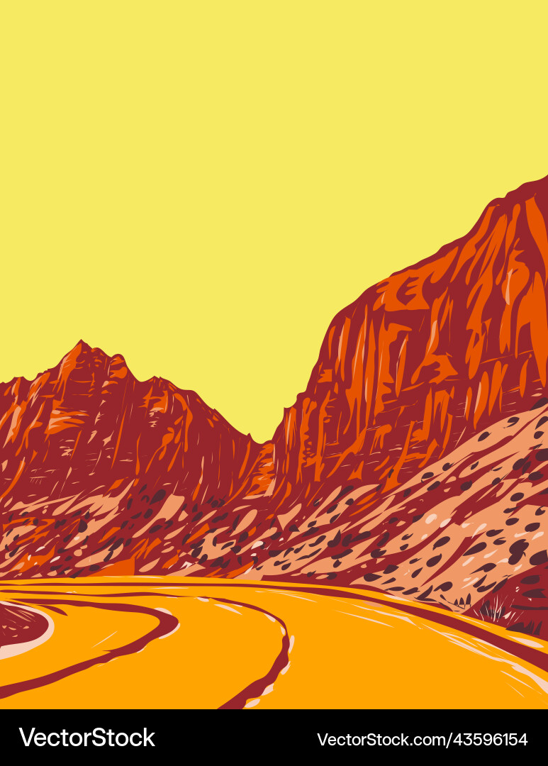 Zion National Park Canyon Art Royalty Free Vector Image