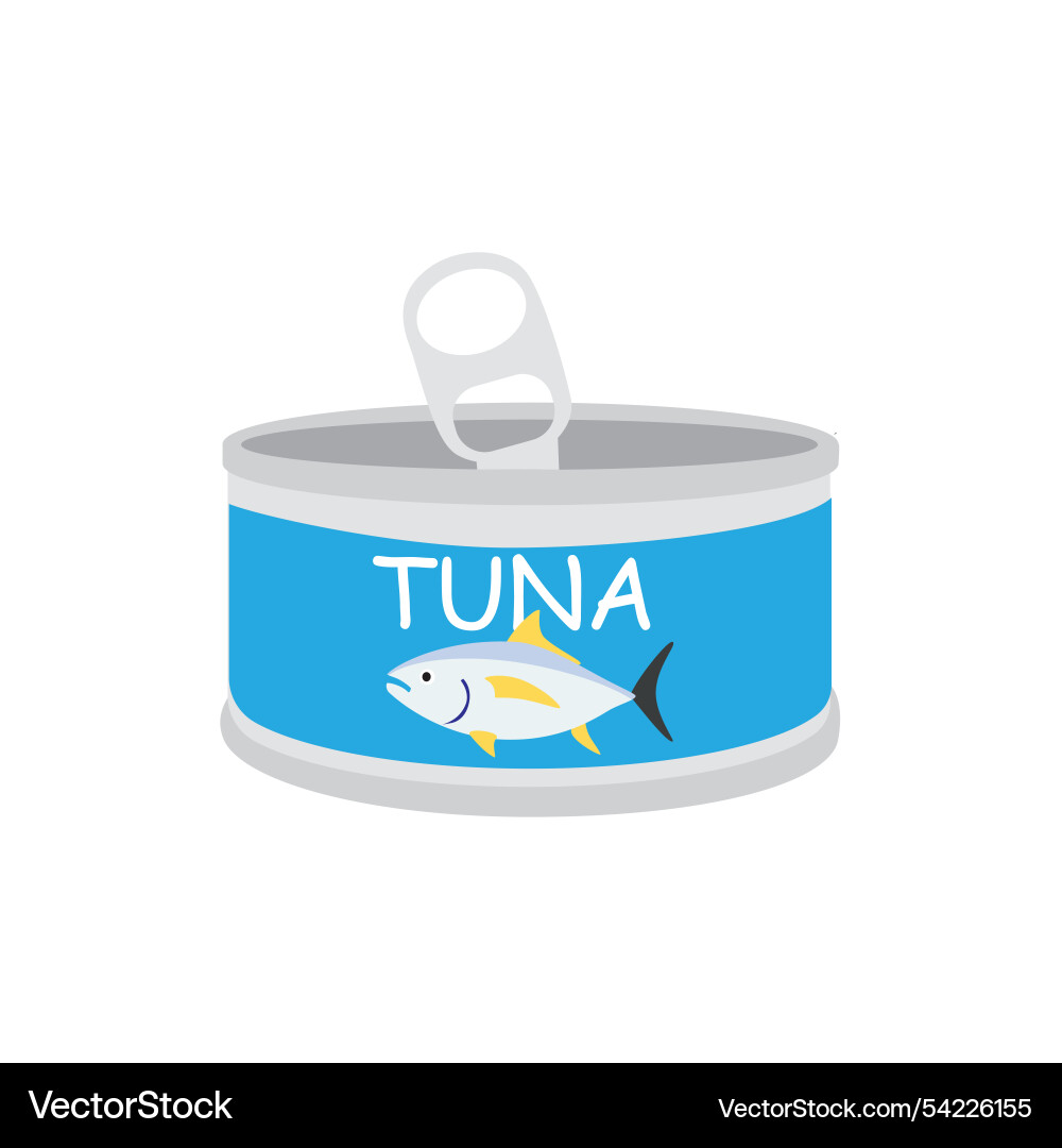 Canned tuna can with fish isolated on white Vector Image