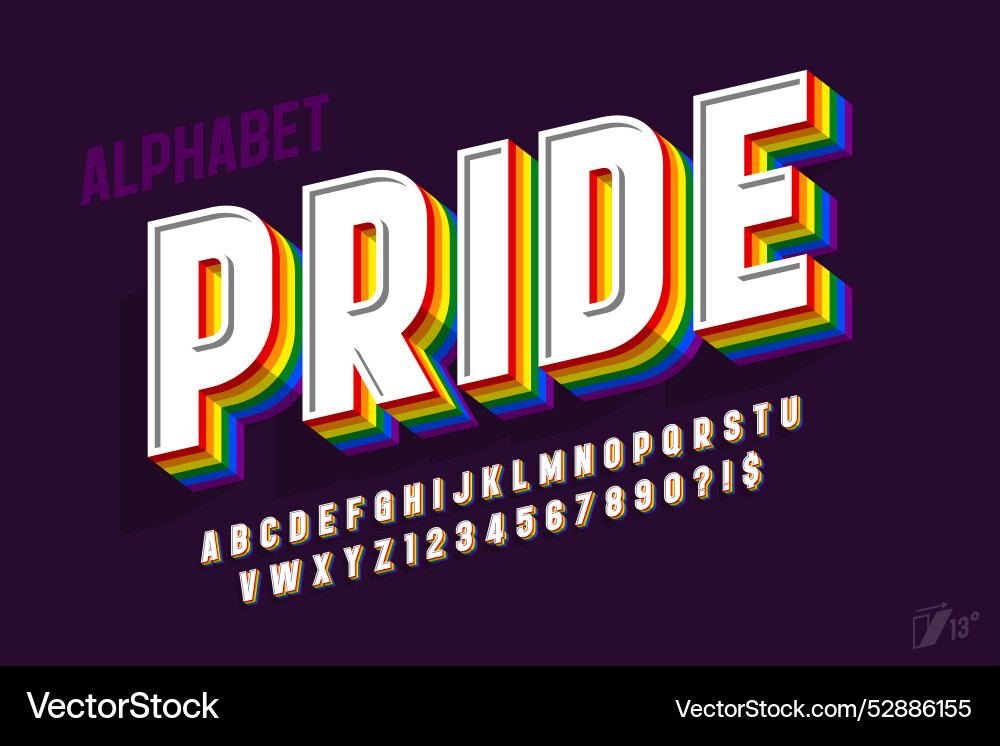 Colorful rainbow flag alphabet design Royalty Free Vector