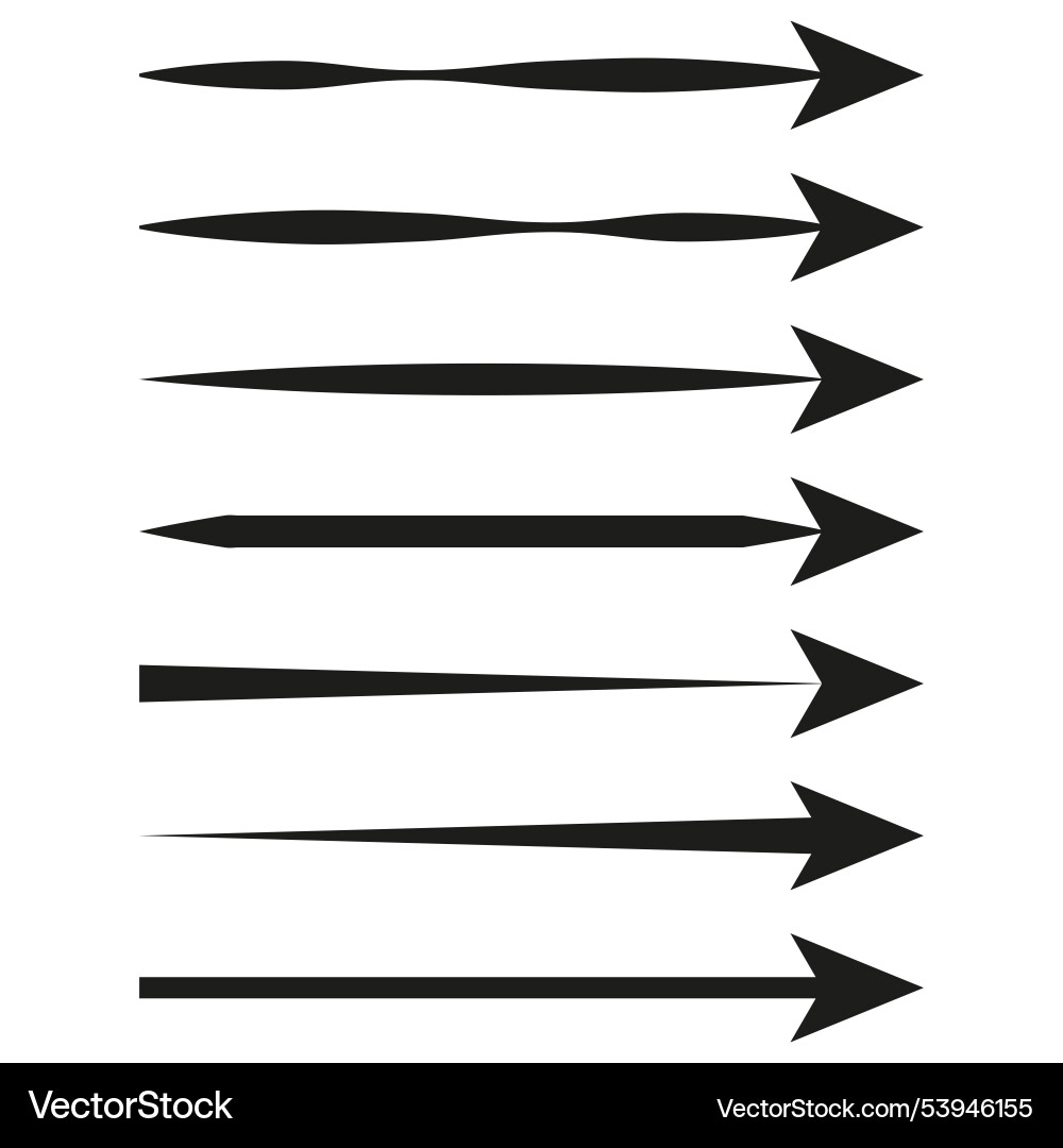 Directional arrow set thin and thick arrows Vector Image
