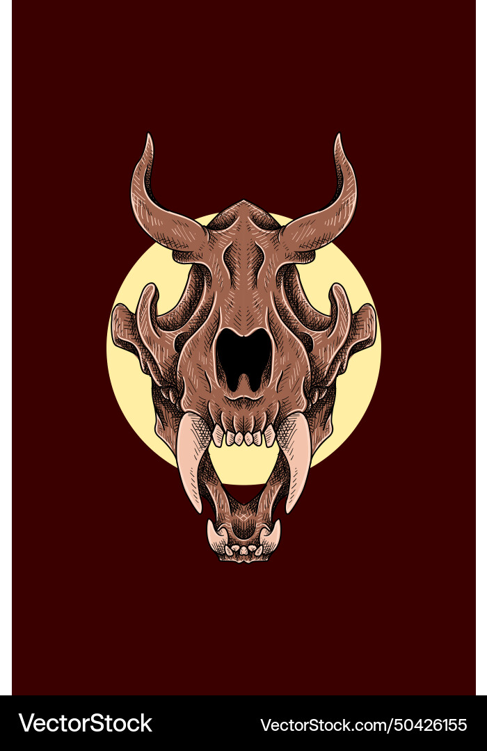 Horned tiger skull Royalty Free Vector Image - VectorStock