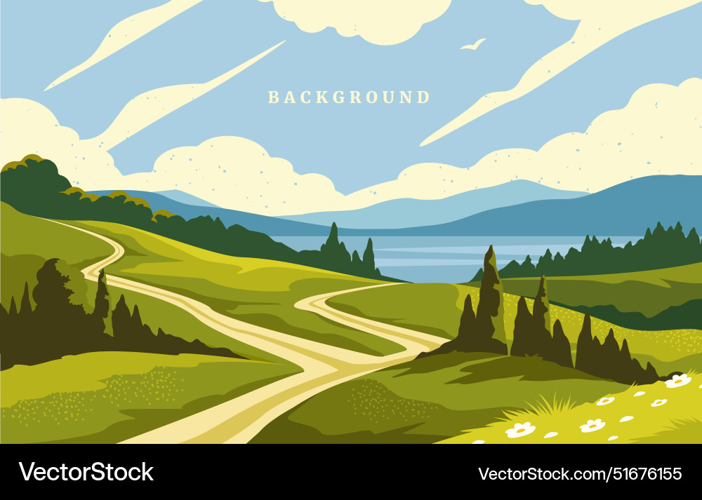 Relaxing natural landscape background with spring Vector Image