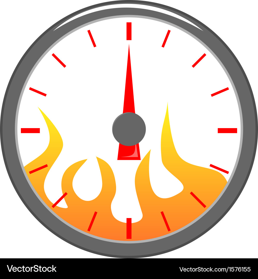 Speedometer with flame Royalty Free Vector Image