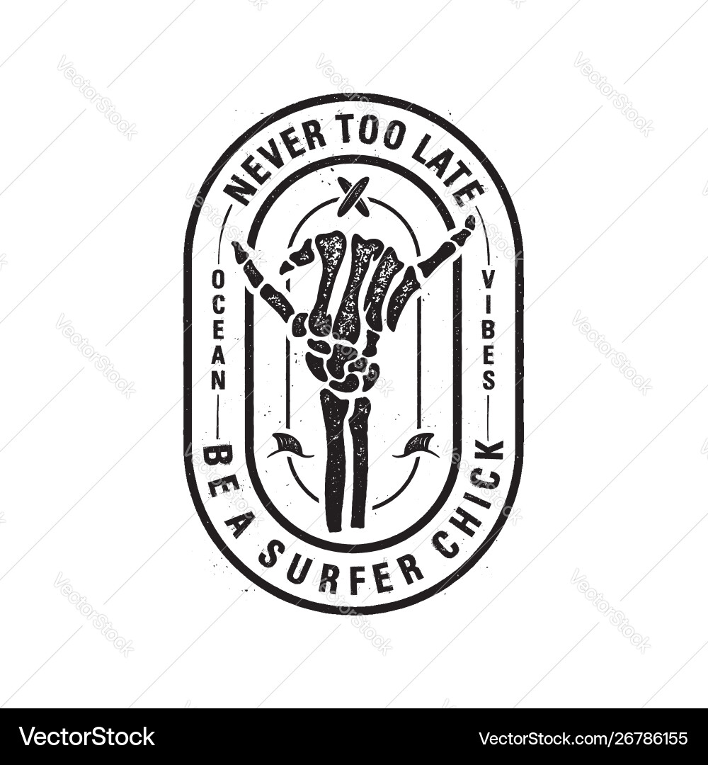 Vintage Surf Skeleton Logo Royalty Free Vector Image
