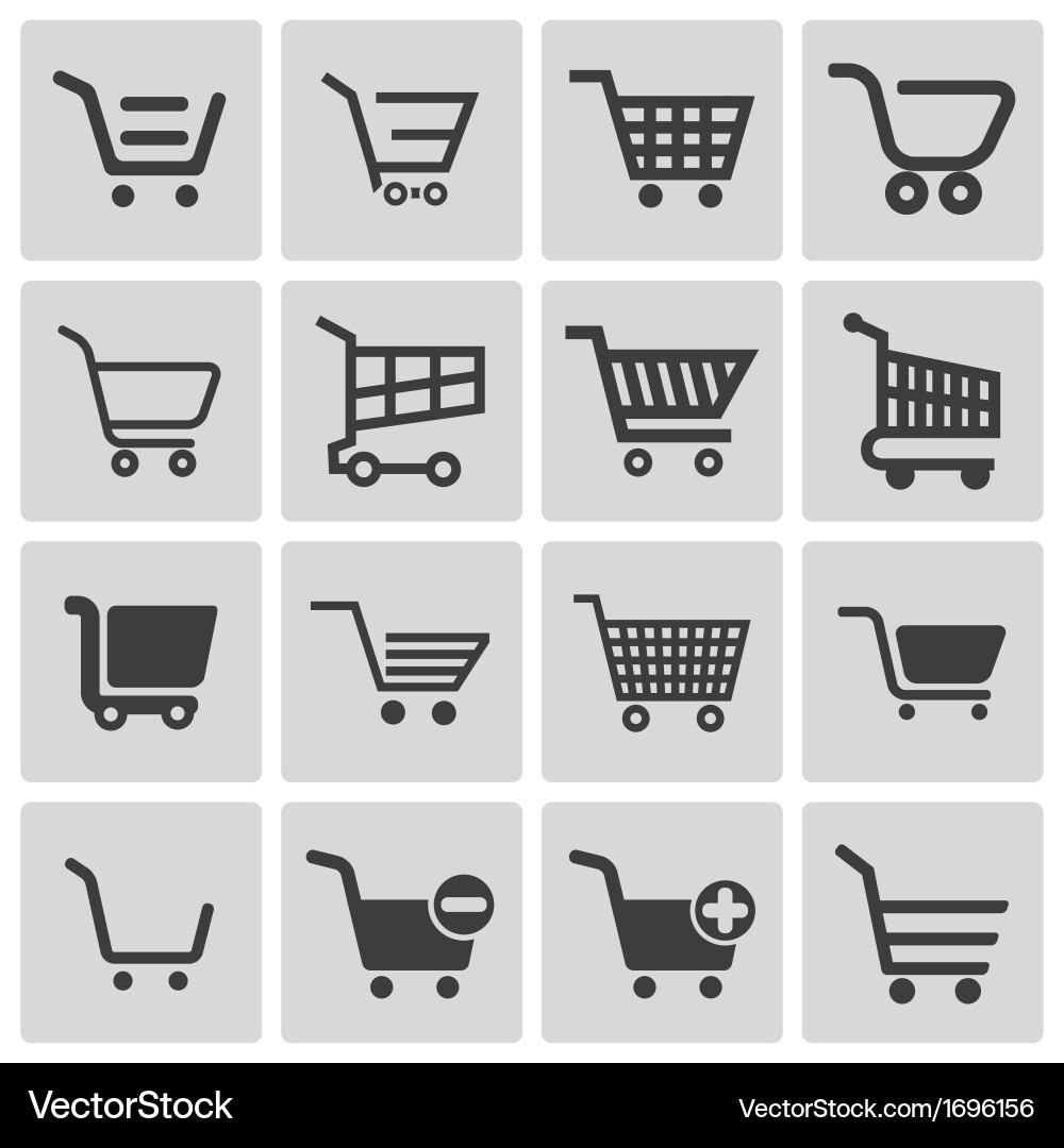 Black Shopping Cart Icons Royalty Free Vector Image