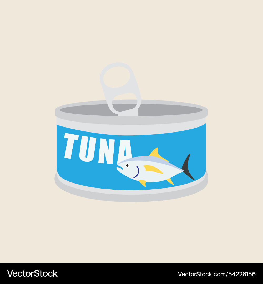Canned tuna can with fish isolated Royalty Free Vector Image