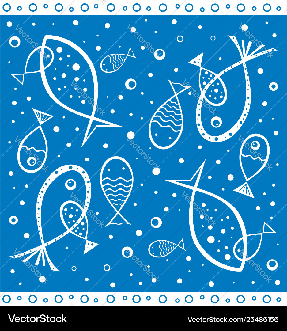 Fish seamless pattern underwater marine life Vector Image