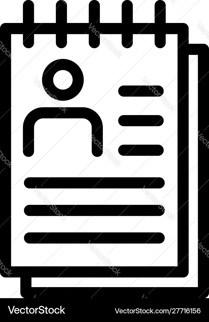 Personal data sheet icon outline style Royalty Free Vector