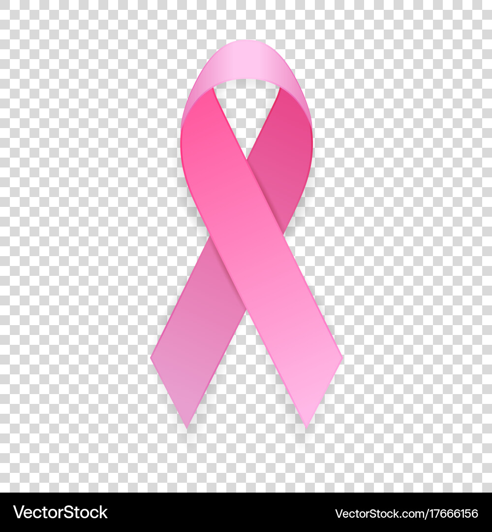 Realistic pink ribbon icon closeup isolated Vector Image