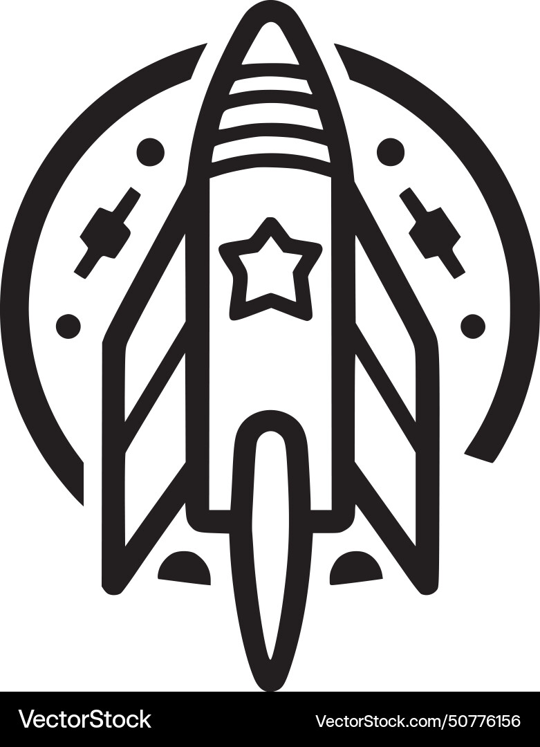 Rocket - black and white Royalty Free Vector Image