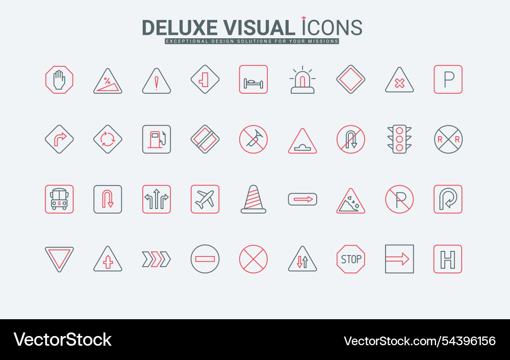 Traffic signs for car line icon set warning Vector Image