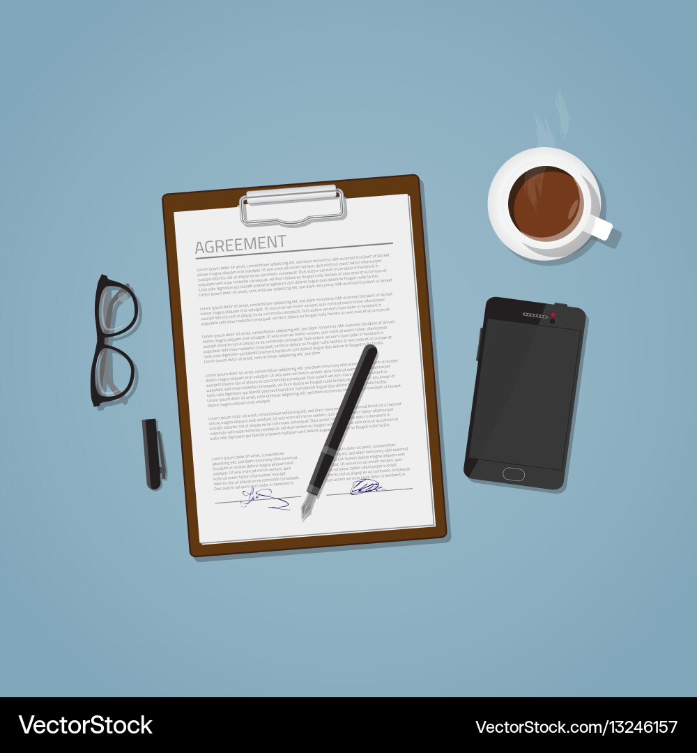 Agreement document Royalty Free Vector Image - VectorStock
