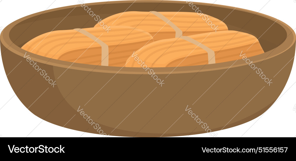 Bowl containing three fresh tamales wrapped Vector Image