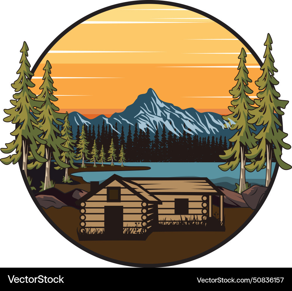 Cabin lake outdoors image Royalty Free Vector Image