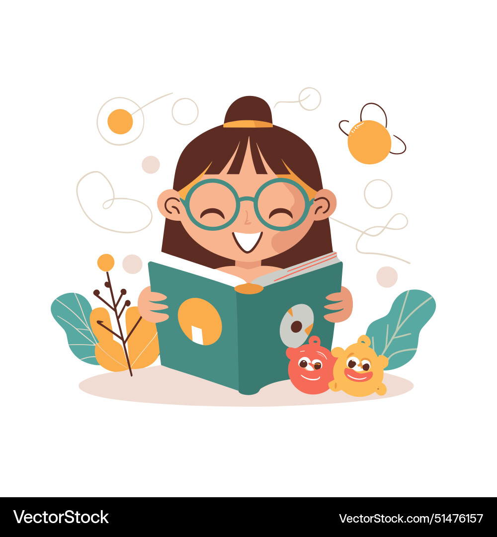 Children reading book concept Royalty Free Vector Image