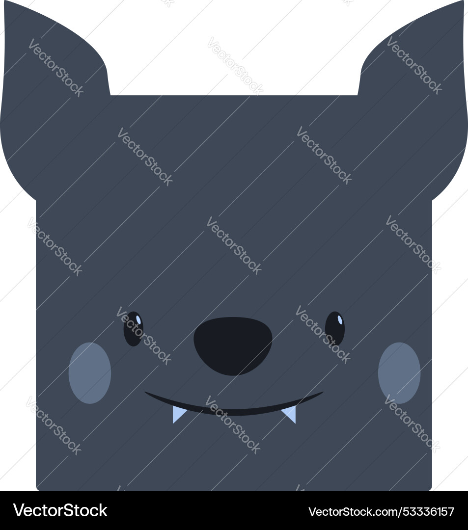 Cute square grey bat smiling showing fangs Vector Image