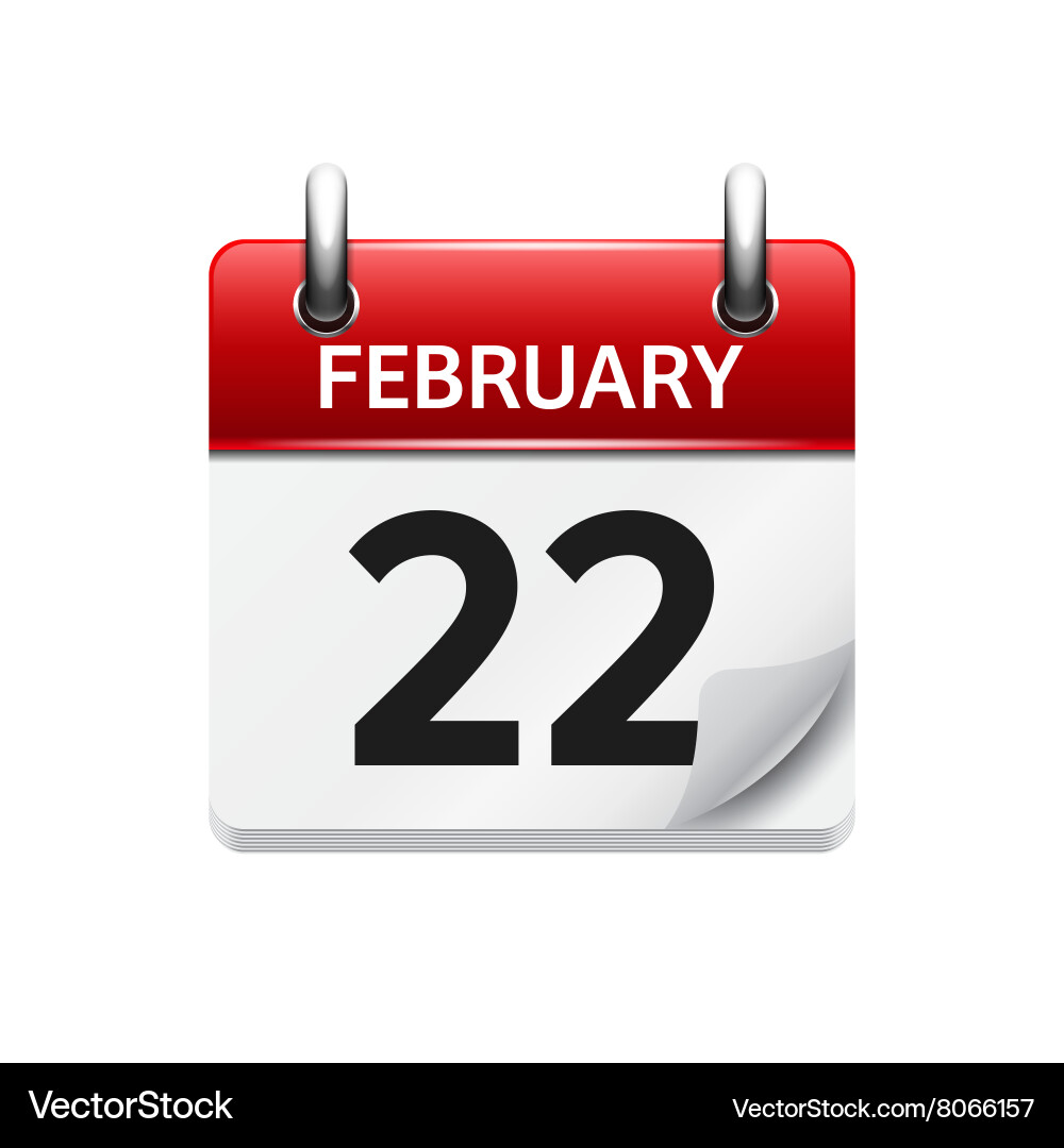February 22 Calendar Icon Royalty Free Vector Image